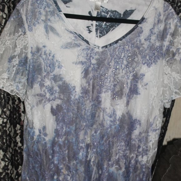 Dress Barn | Tops | Very Nice Lace Overlay Top With Short Lace Sleeves ...